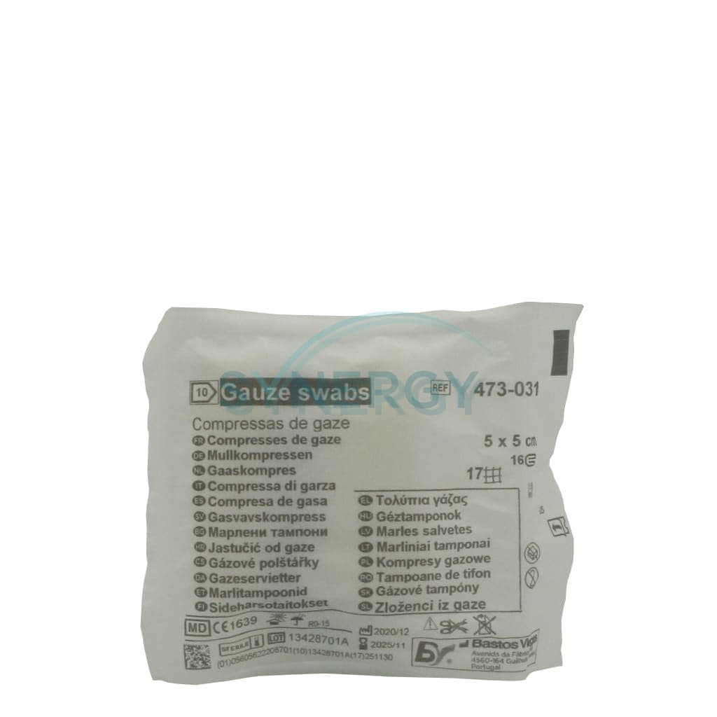 Sterile gauze swabs 5 x 5cm, 17th/sq, 16 plies, PP X-ray | Wellness By ...